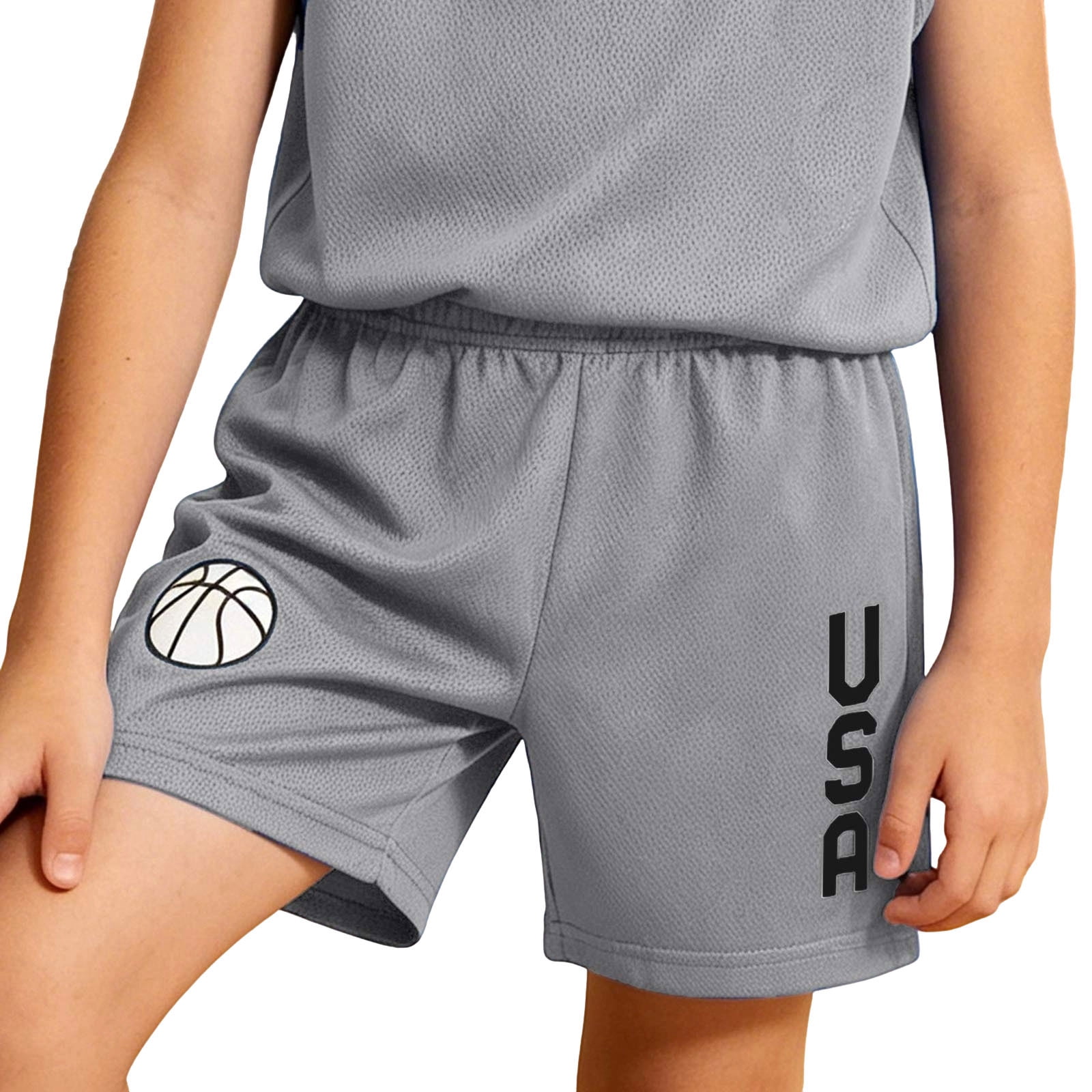 Angala Kids Shorts Elastic Waist Letter Print Running Shorts Summer ...