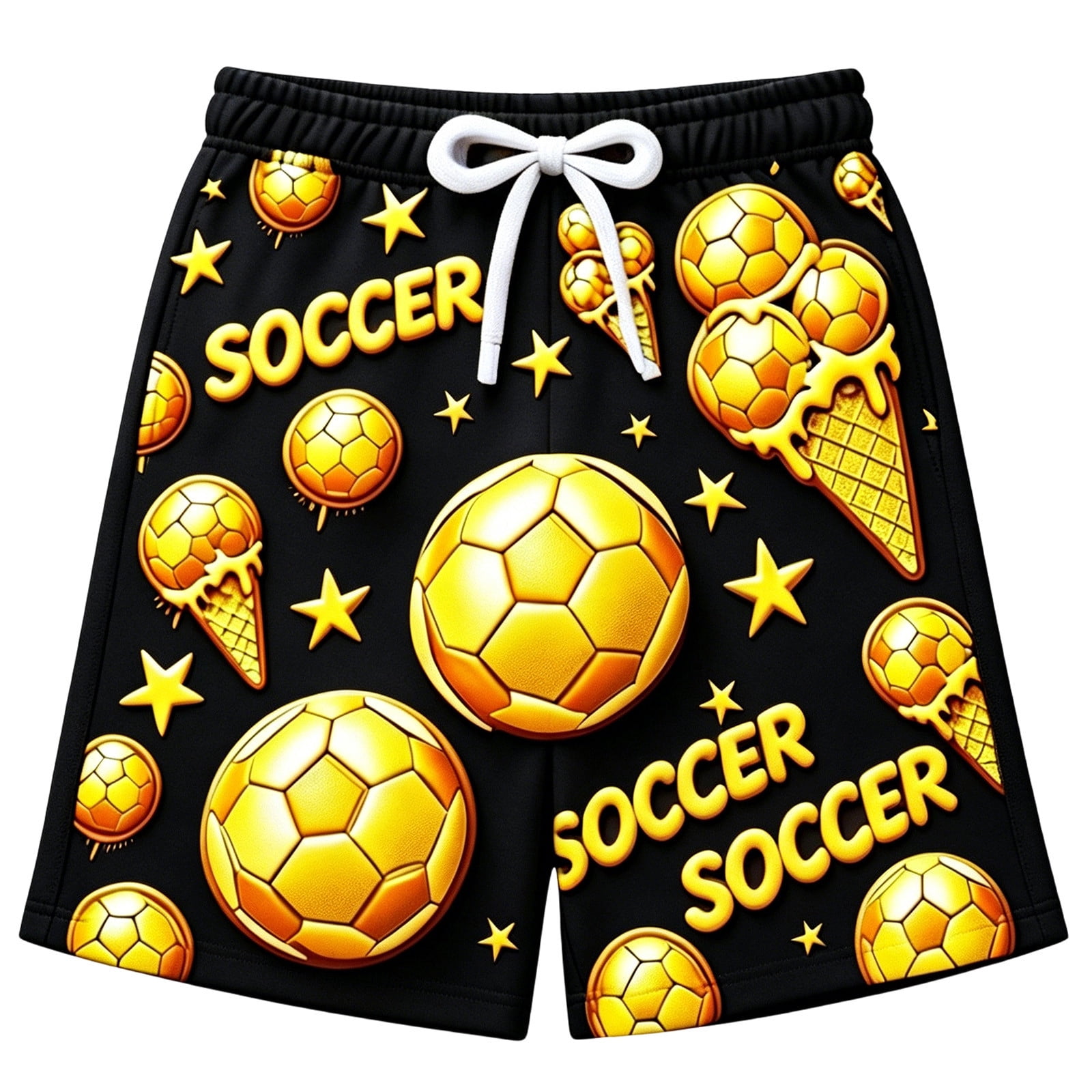 Angala Kids Shorts Elastic Waist Soccer Print Running Shorts Summer ...
