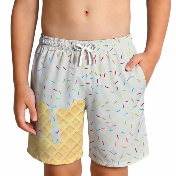 Angala Kids Shorts Ice Cream Print Elastic Waist Swim Trunks Summer ...