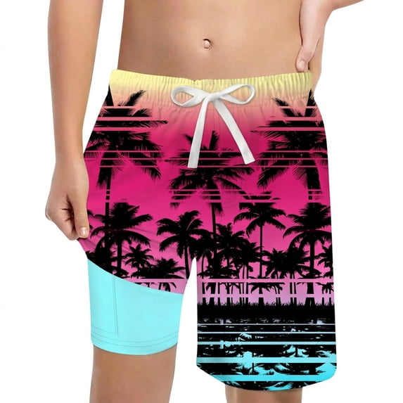 Angala Kids Shorts Tropical Print Elastic Waist Swim Trunks Summer ...
