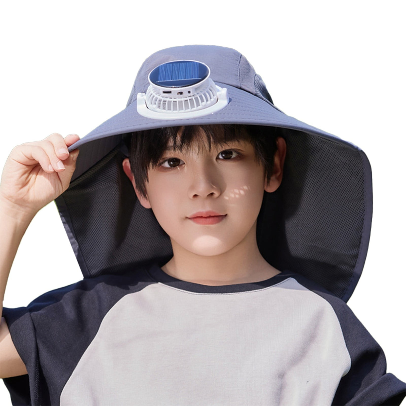 Angala Kids Solar Fan Hat With Wide Brim For Sun Lightweight Cap For ...