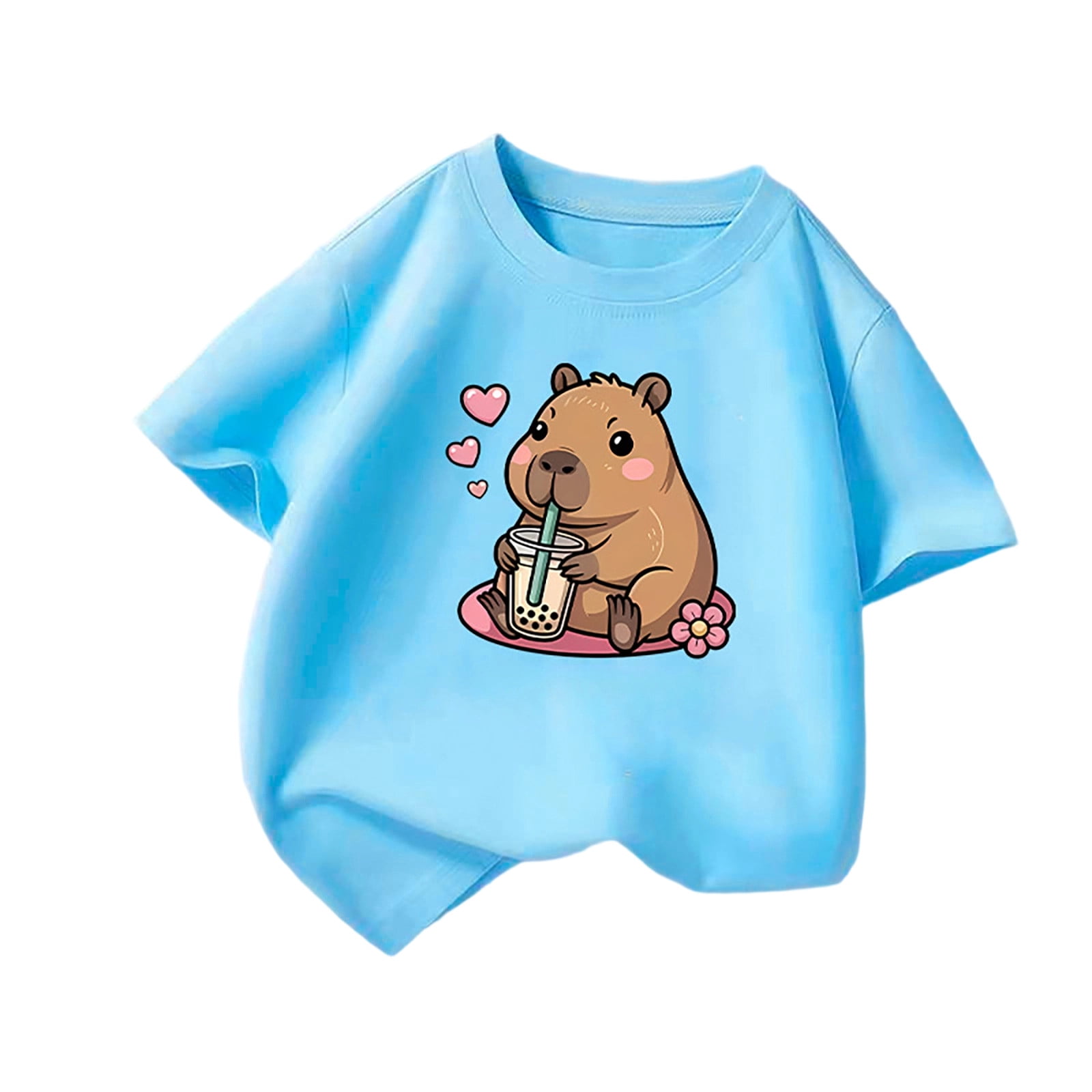 Angala Kids T Shirts Cartoon Print Crew Neck Short Sleeve Summer Kawaii ...