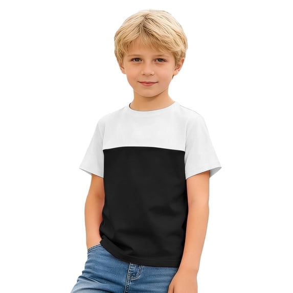 Angala Kids T Shirts Colorblock Shirts Crew Neck Short Sleeve Summer ...