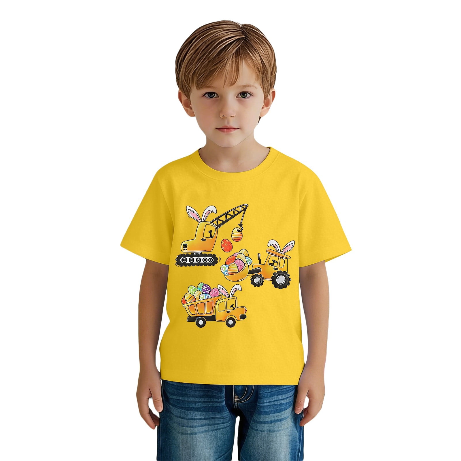 Angala Kids Tees Graphic Print Crew Neck Short Sleeve Shirts Summer ...