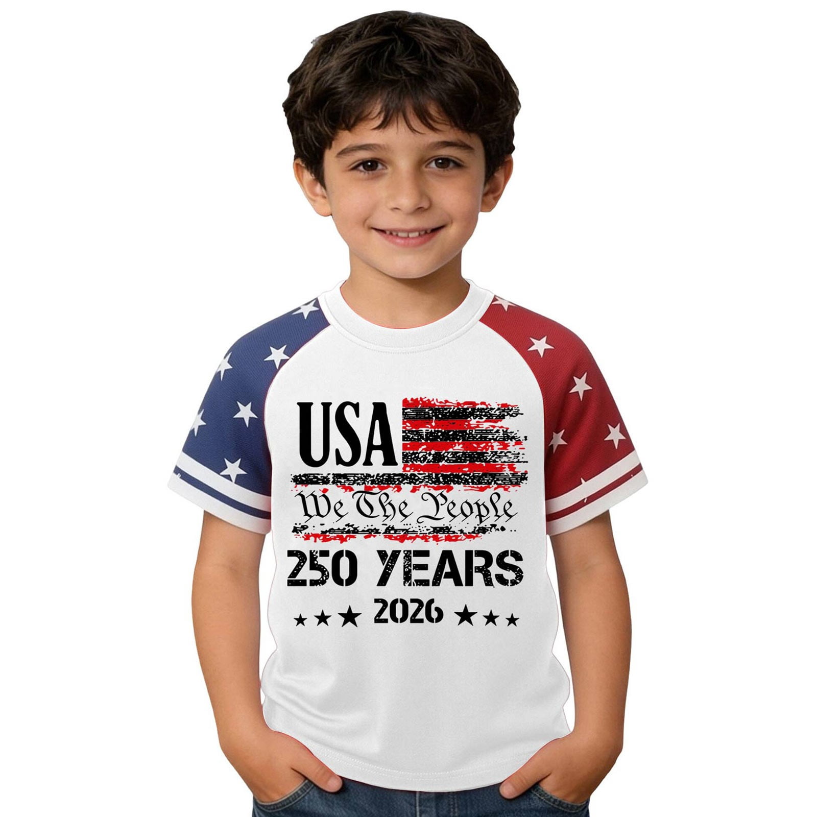Angala Kids Tops Graphic Print Summer Shirts Crew Neck Short Sleeve ...