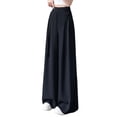Angala Ladies Casual Pants Solid High Drop Waist Palazzo Pants Wide Leg ...