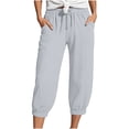 Angala Ladies Casual Pants Solid Joggers Cropped Pants Straight Leg ...