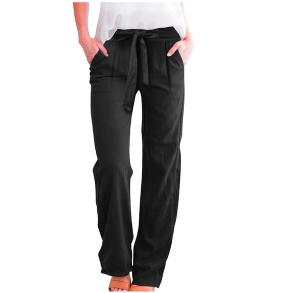 Angala Ladies Pants High Elastic Waist Solid Pants Slim Straight ...