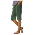 Angala Ladies Pants High Elastic Waist Solid Short Pants Straight Leg ...