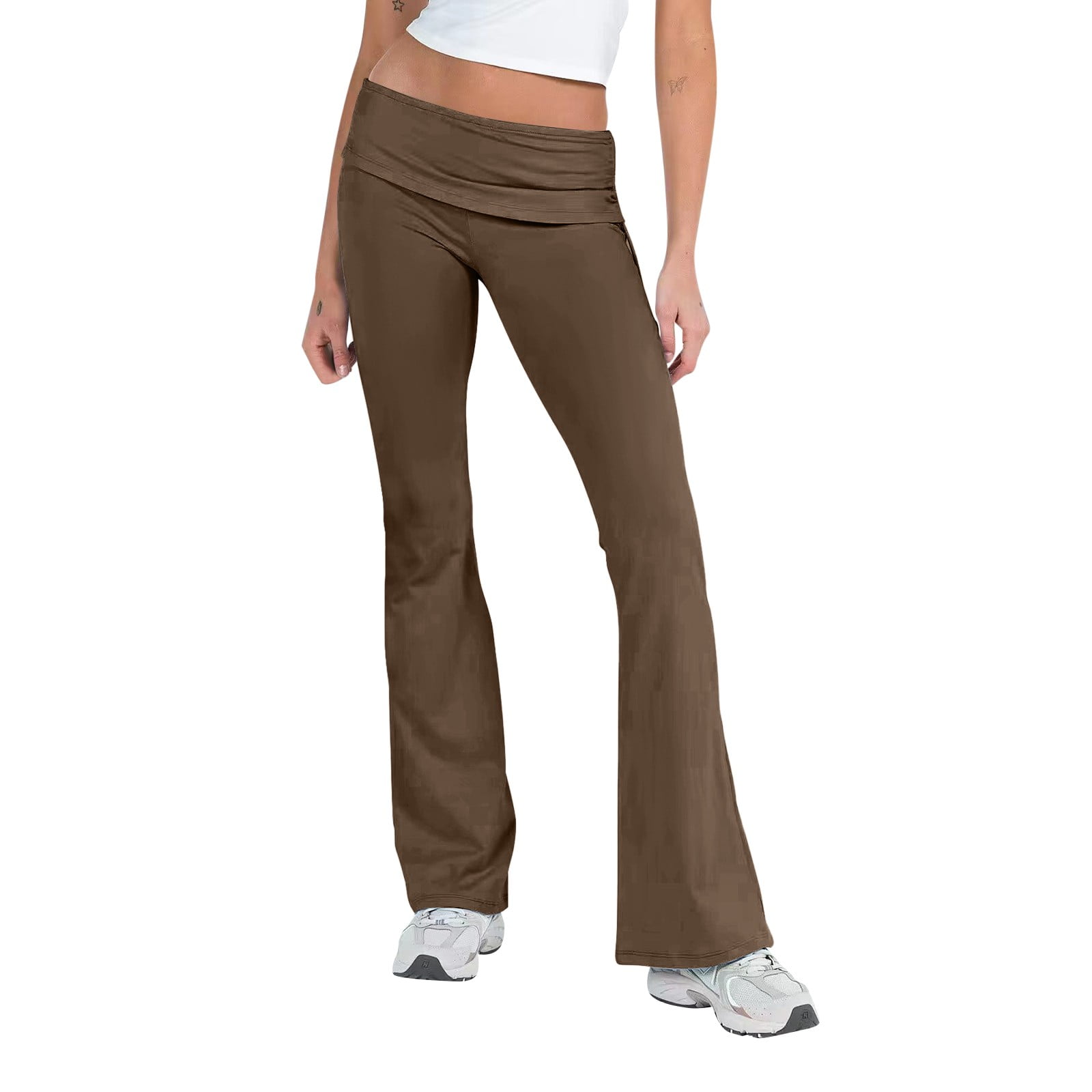 Angala Ladies Pants Low Drop Waist Solid Palazzo Pants Wide Leg Slim ...
