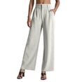 Angala Ladies Pants Solid High Drop Waist Pants Straight Leg Work ...