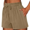 Angala Ladies Shorts Solid Color Elastic Waist Shorts Summer ...