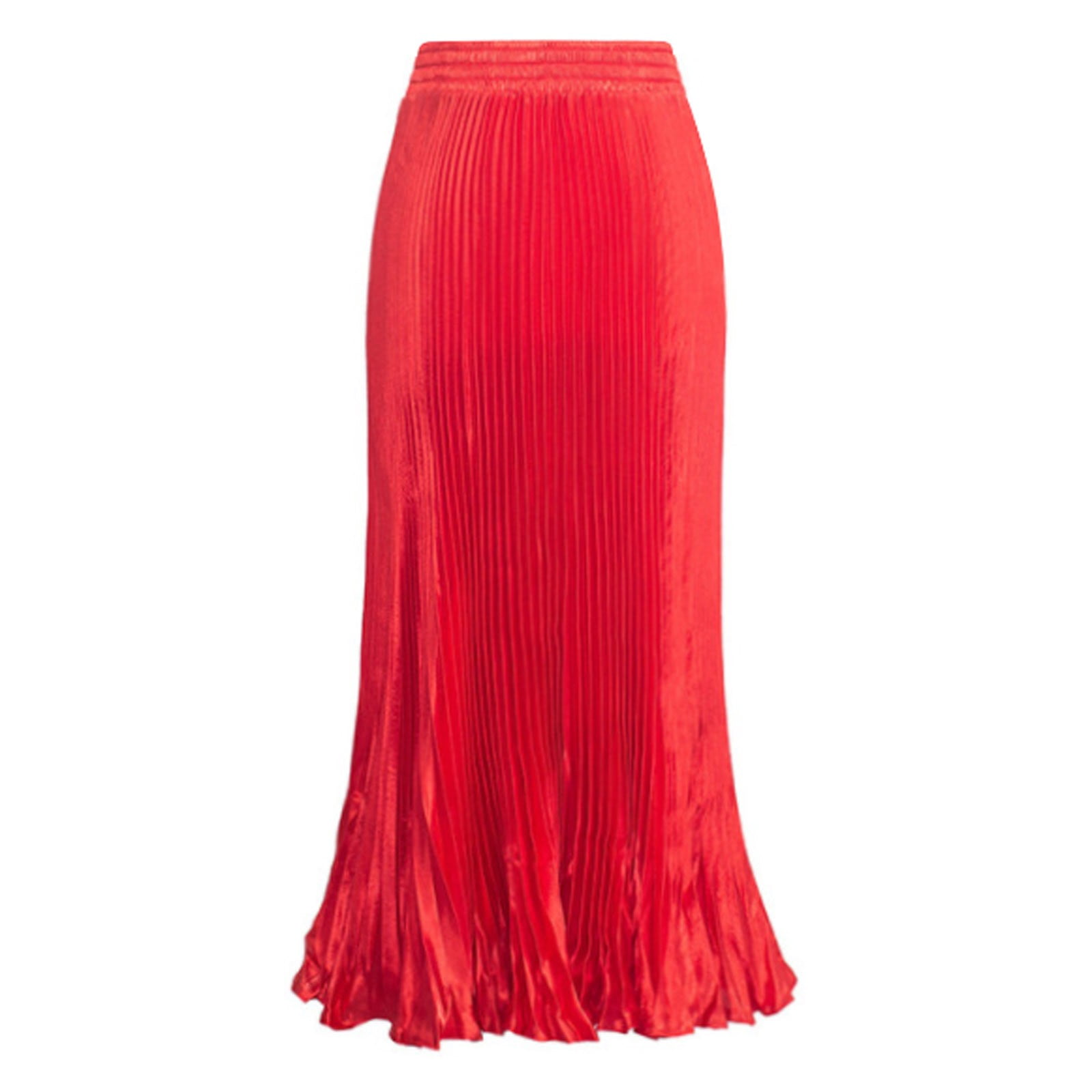 Angala Ladies Skirts Pleated Maxi Skirts Summer Elastic Waist Solid ...