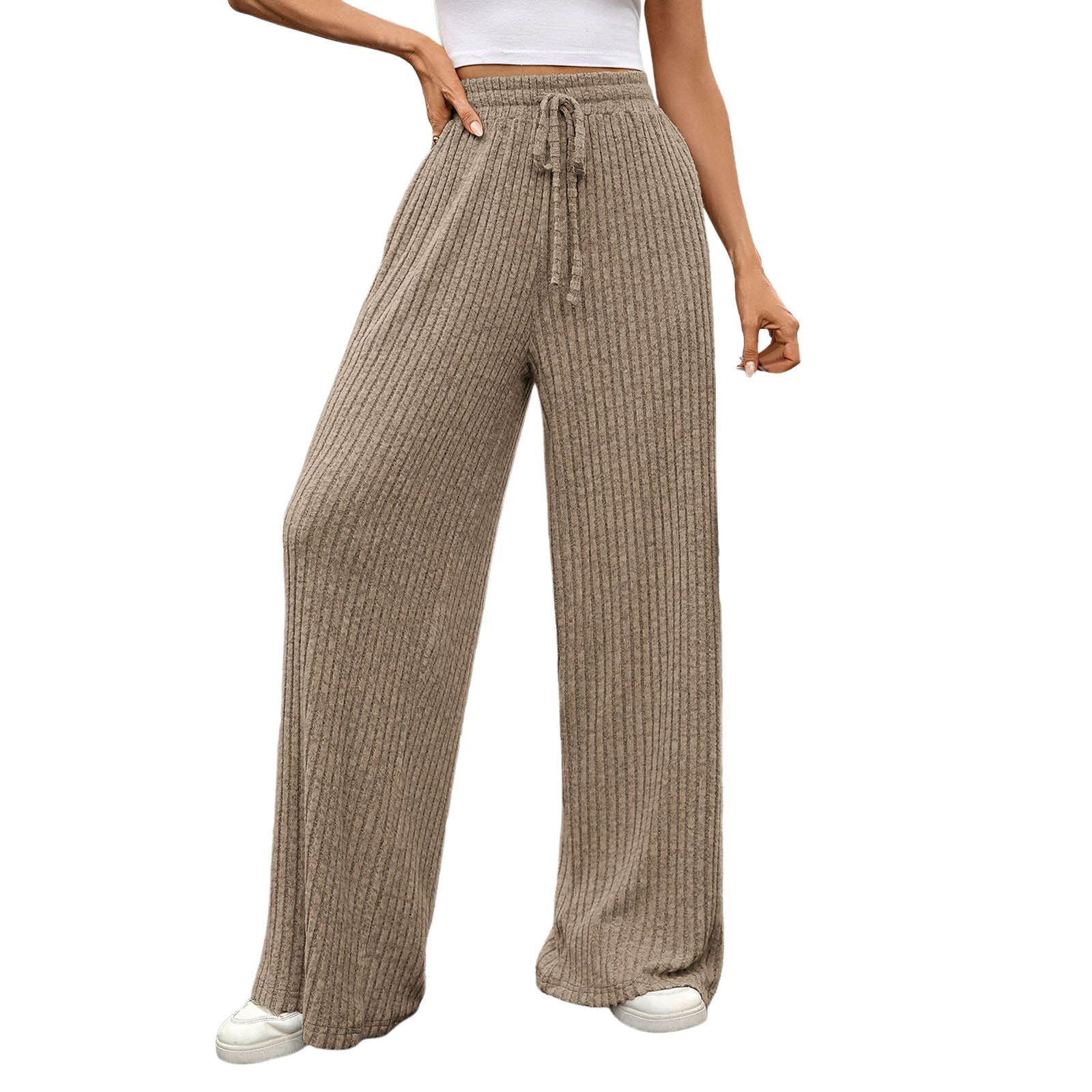 Angala Ladies Summer Pants High Elastic Waist Floral Palazzo Pants ...