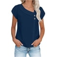 Angala Ladies Top Half Moon Neck Short Sleeve Button Down Blouse Solid ...