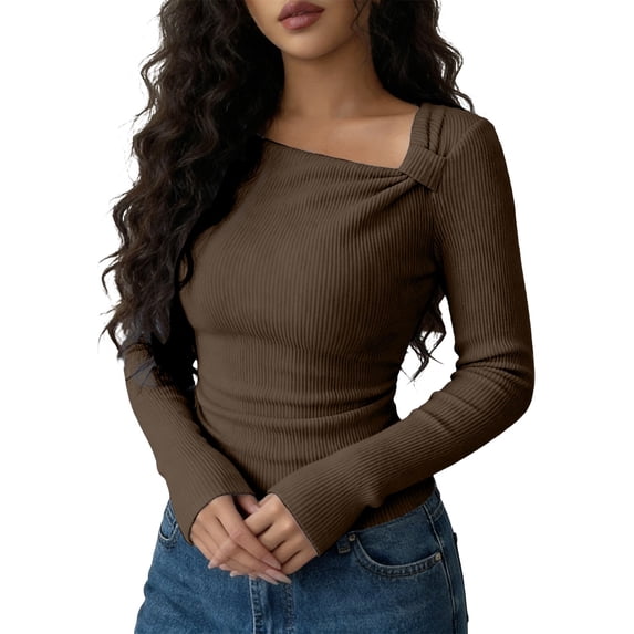 Angala Ladies Top V-Neck Long Sleeve Solid Color Blouse Summer ...