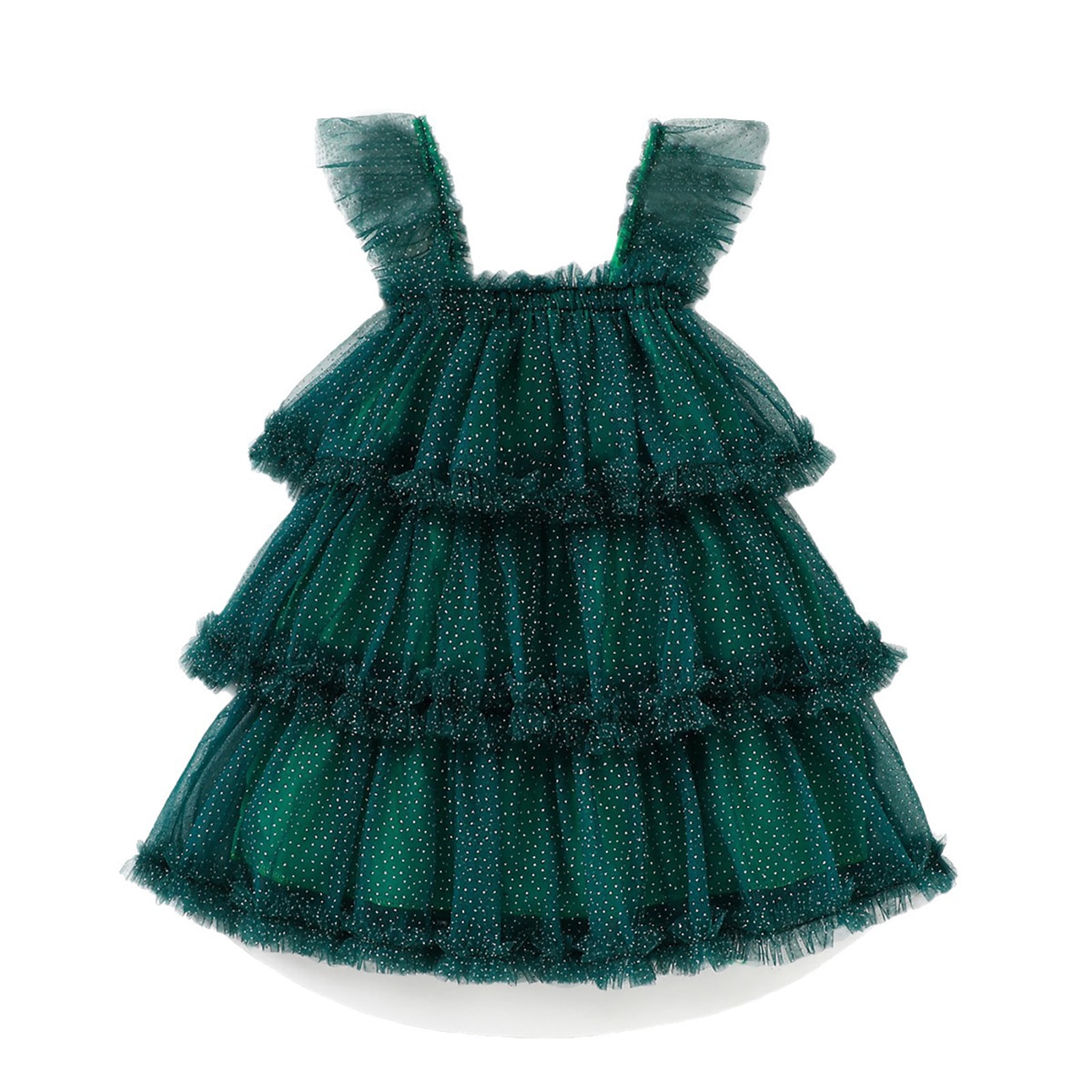 Angala Little Girls Dresses Solid Midi Dresses Halter Sleeveless Mesh ...
