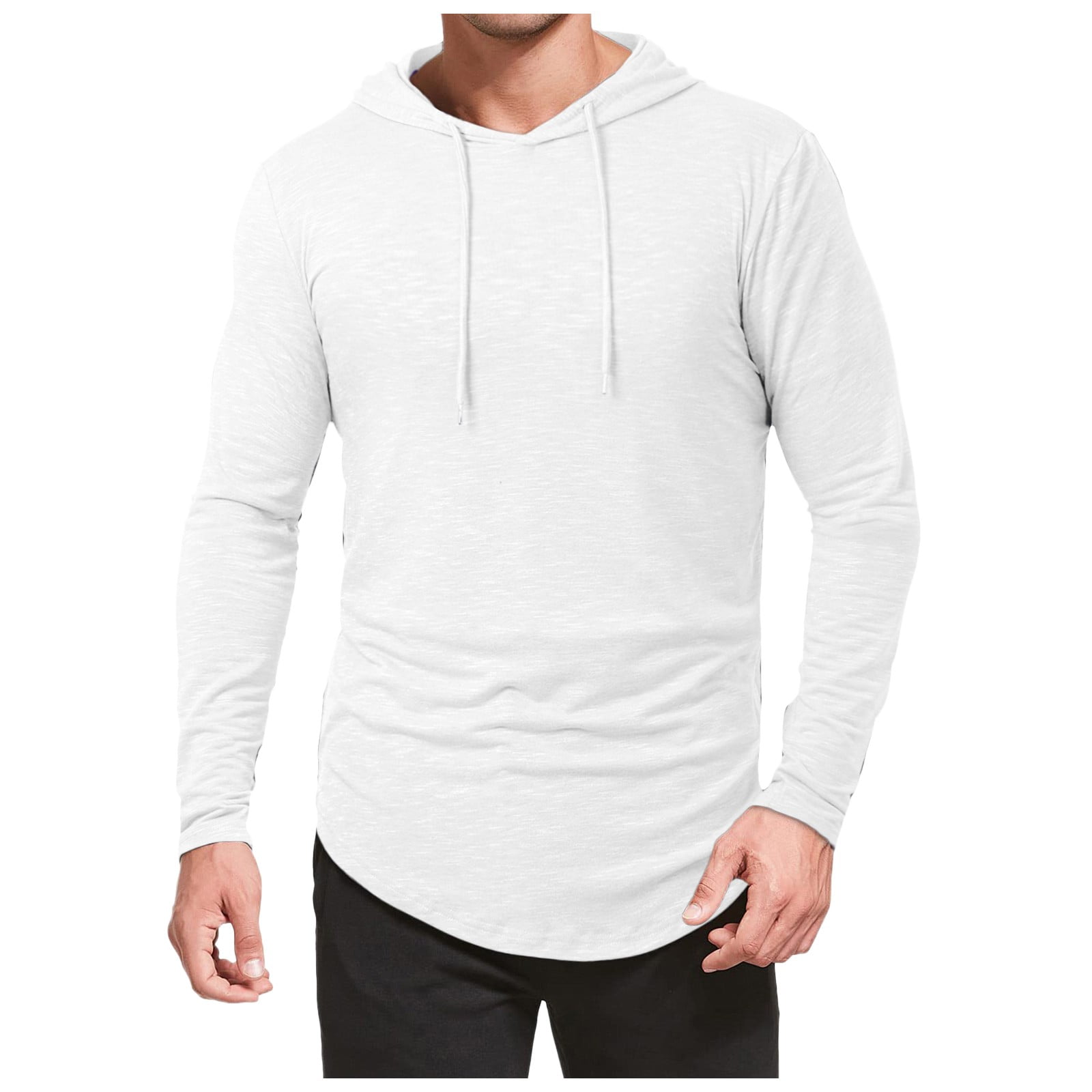 Angala Men's Athletic Hooded Shirts Long Sleeve Workout Sport Hoodie ...