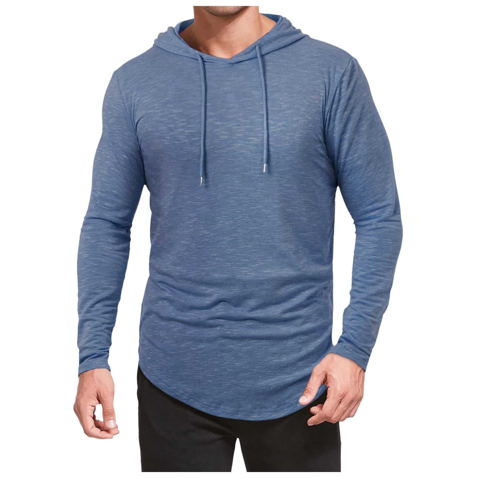 Angala Men's Athletic Hooded Shirts Long Sleeve Workout Sport Hoodie ...