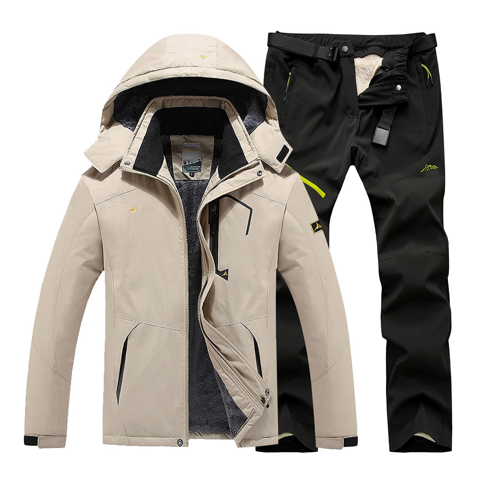 Angala Men's Ski Wear Winter Windproof Hooded Jacket And Pants Suitable ...