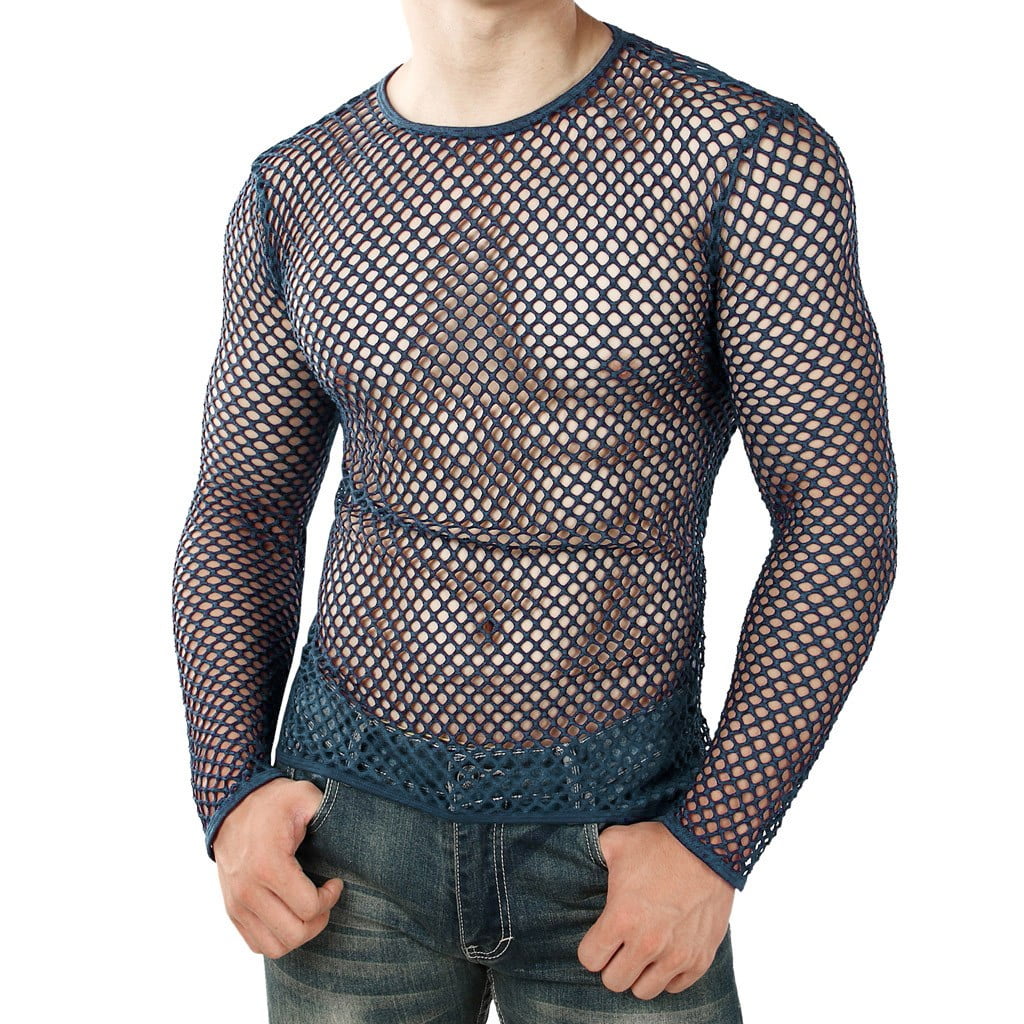 Angala Men's Summer Casual Muscle Pullover Short Sleeves Mesh Shirt Top ...