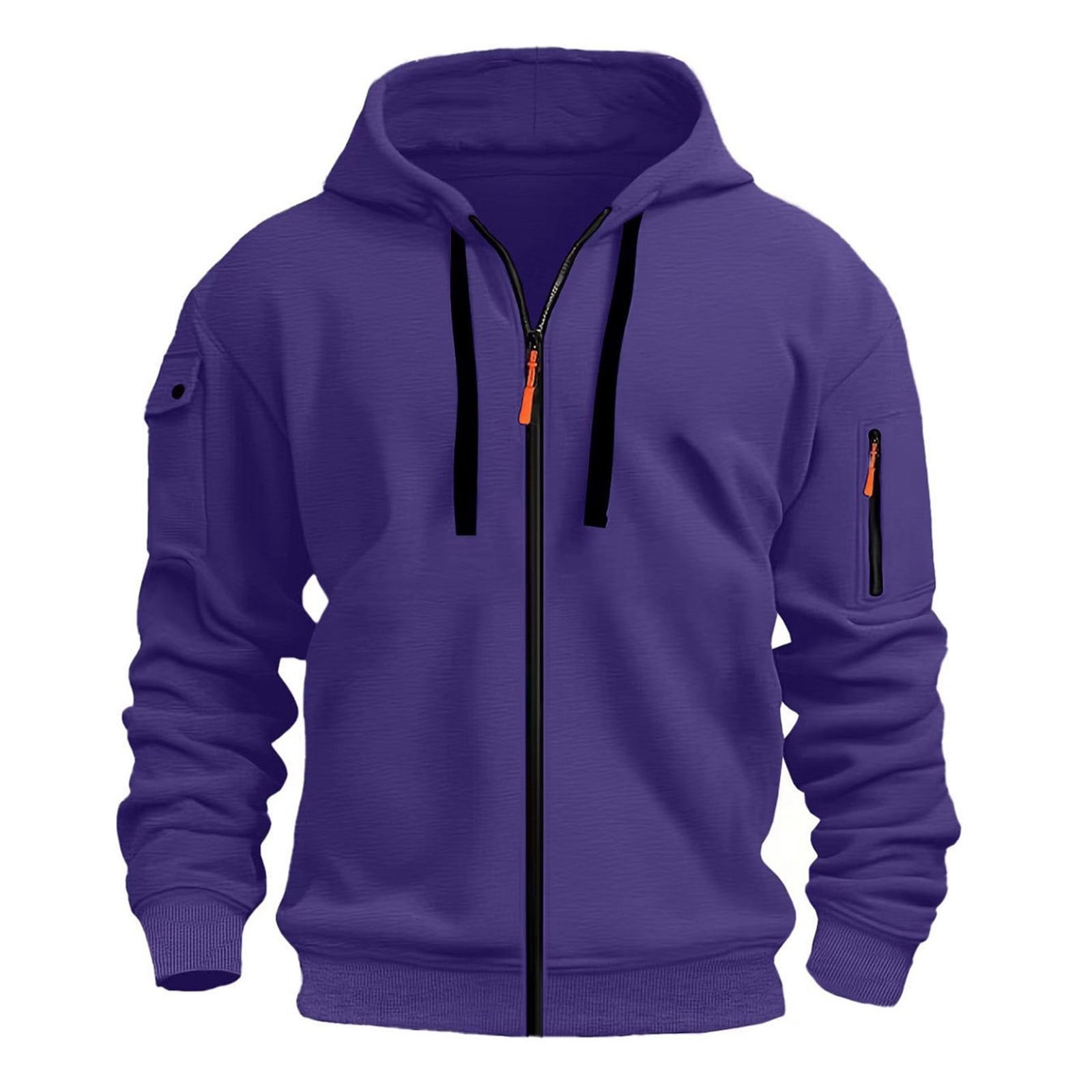 Angala Men's Zip Up Hoodie With Embroidered Badge Pocket Casual ...