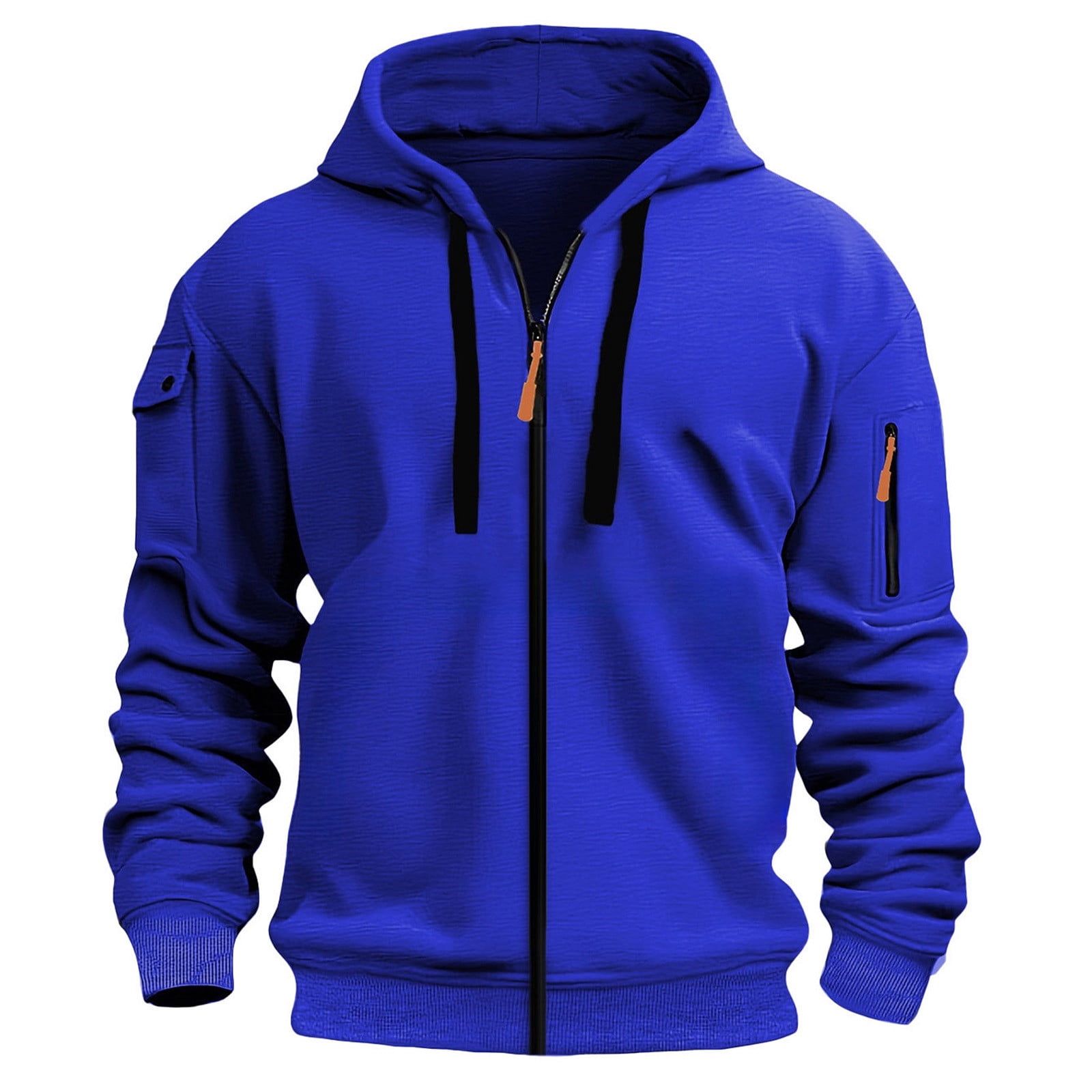 Angala Men's Zip Up Hoodie With Embroidered Badge Pocket Casual ...