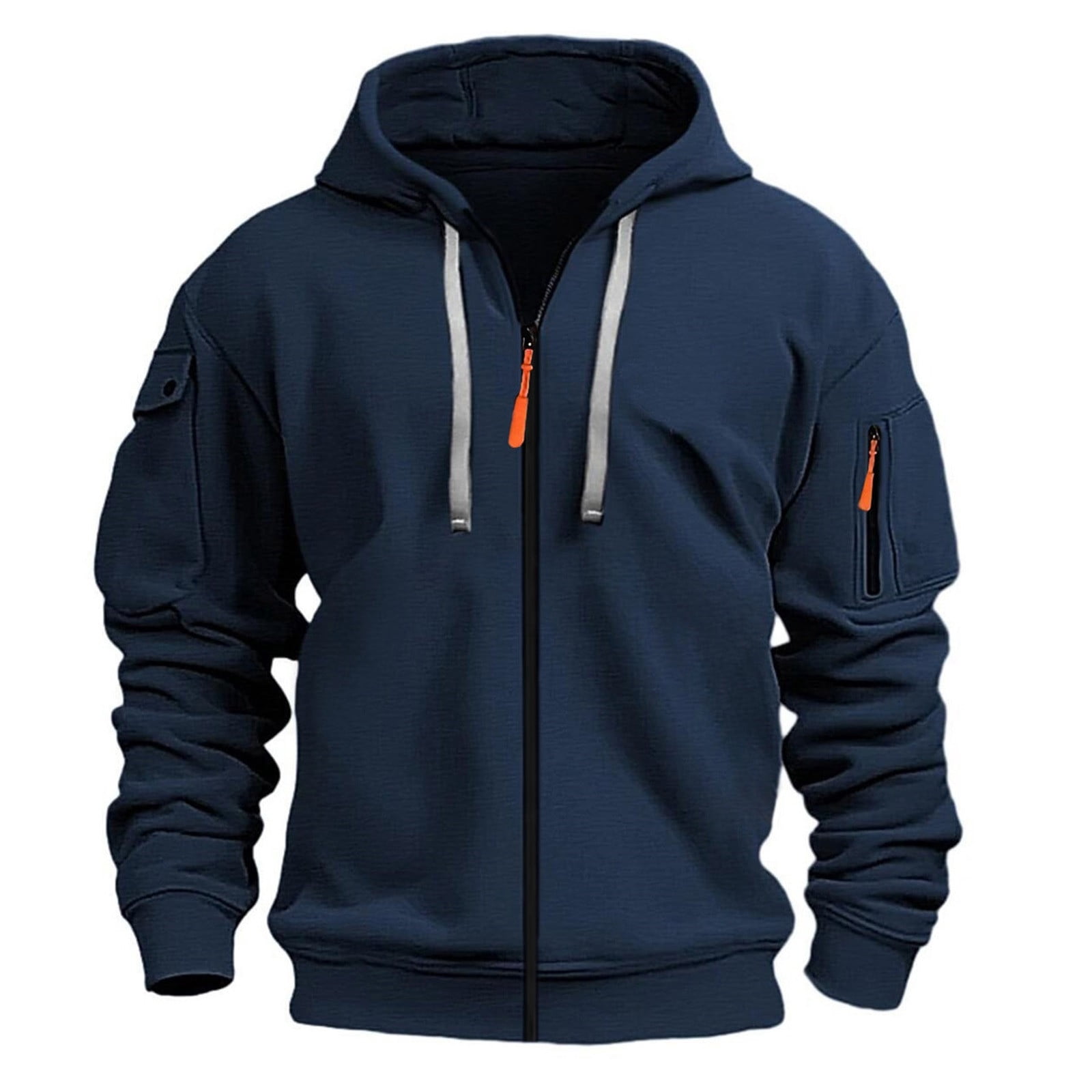 Angala Men's Zip Up Hoodie With Embroidered Badge Pocket Casual ...