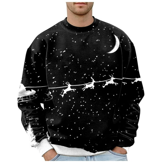 Angala Mens Christmas Plus Size Hoodless Pullovers Fashion Sweatshirts ...