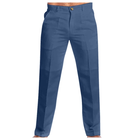Angala Mens Summer Pants Drop Waist Flat Front Pants Solid Straight Leg ...