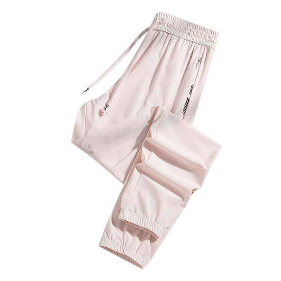 Angala Mens Summer Pants Solid Joggers Pants Elastic Waist Straight ...