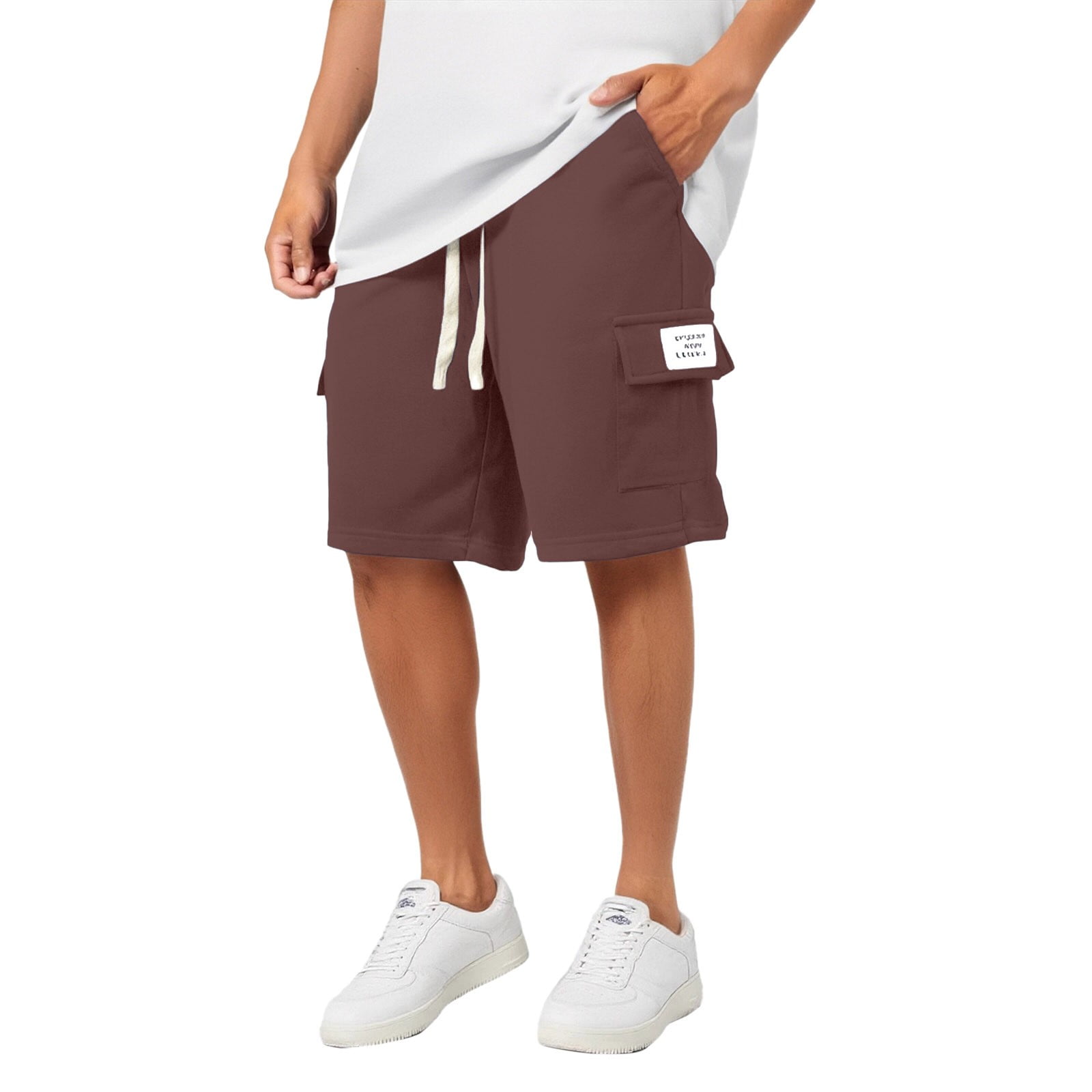 Angala Mens Summer Shorts Letter Print Elastic Waist Cargo Shorts ...