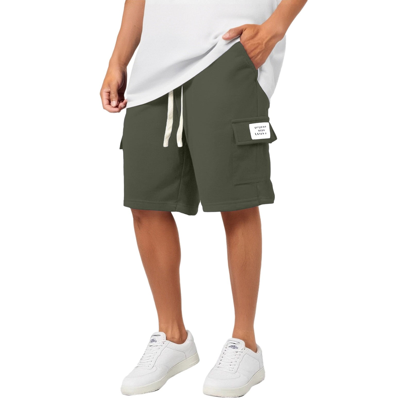 Angala Mens Summer Shorts Letter Print Elastic Waist Cargo Shorts ...