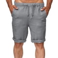 Angala Mens Summer Shorts Solid Color Elastic Waist Lace Up Shorts ...