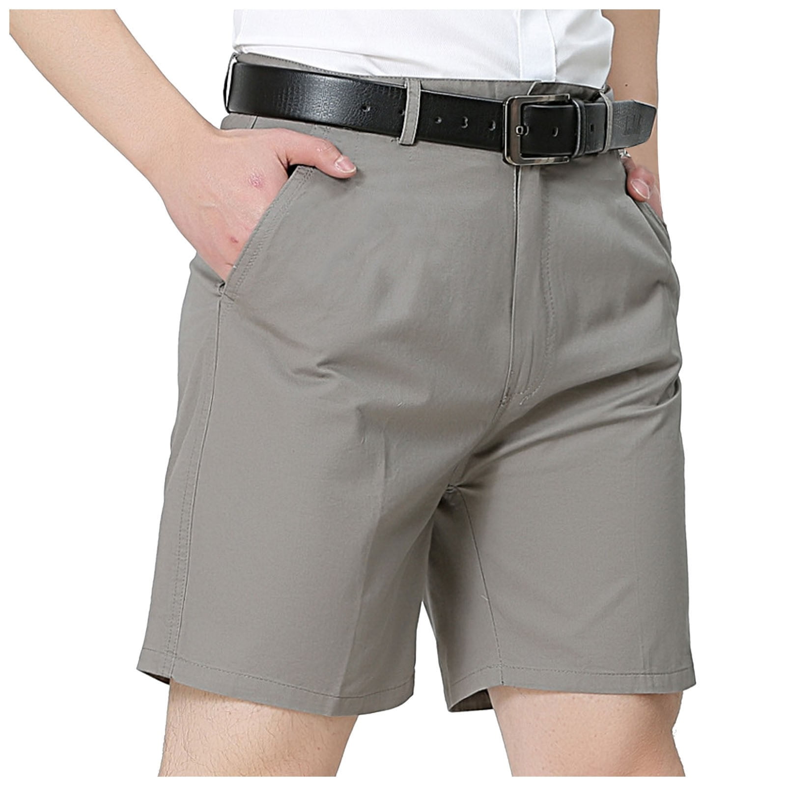 Angala Mens Summer Shorts Solid Color High Waist Bermuda Shorts Summer ...