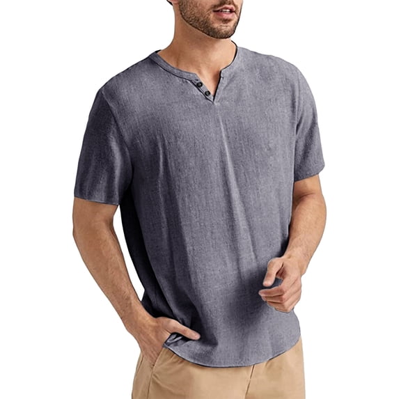 Angala Mens Tees V Neck Short Sleeve Solid Color Summer Loose ...