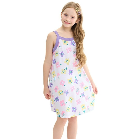 Angala Oddler Girls Sleeveless Floral Prints Princess Dress Dance Party ...