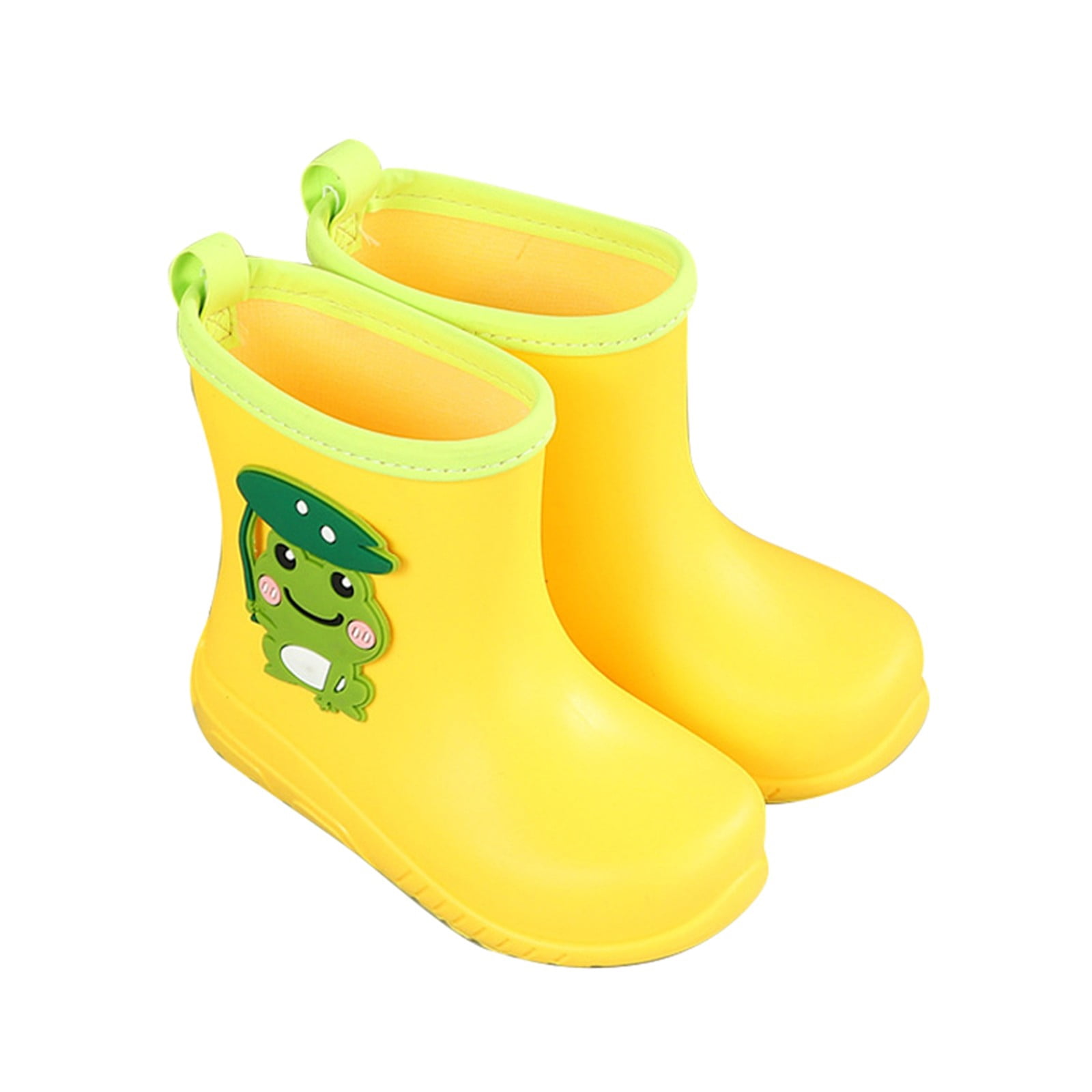 Angala Rain Boots For Boys Mid Calf Cartoon Appliques Waterproof Non ...