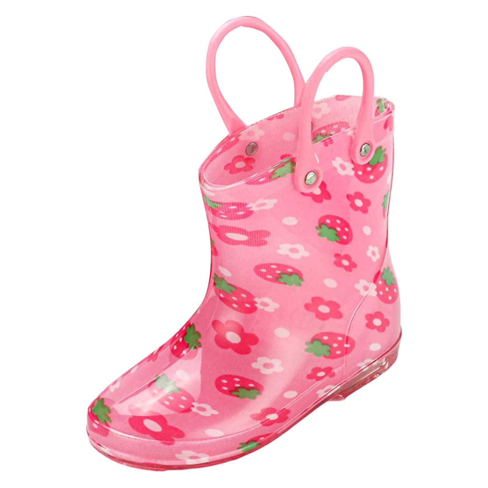 Angala Rain Boots For Boys Mid Calf Floral Print Waterproof Cute ...