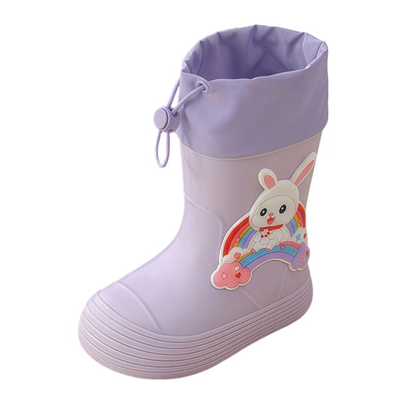 Angala Rain Boots For Girls Adjustable Mid Calf Cartoon Rabbit ...