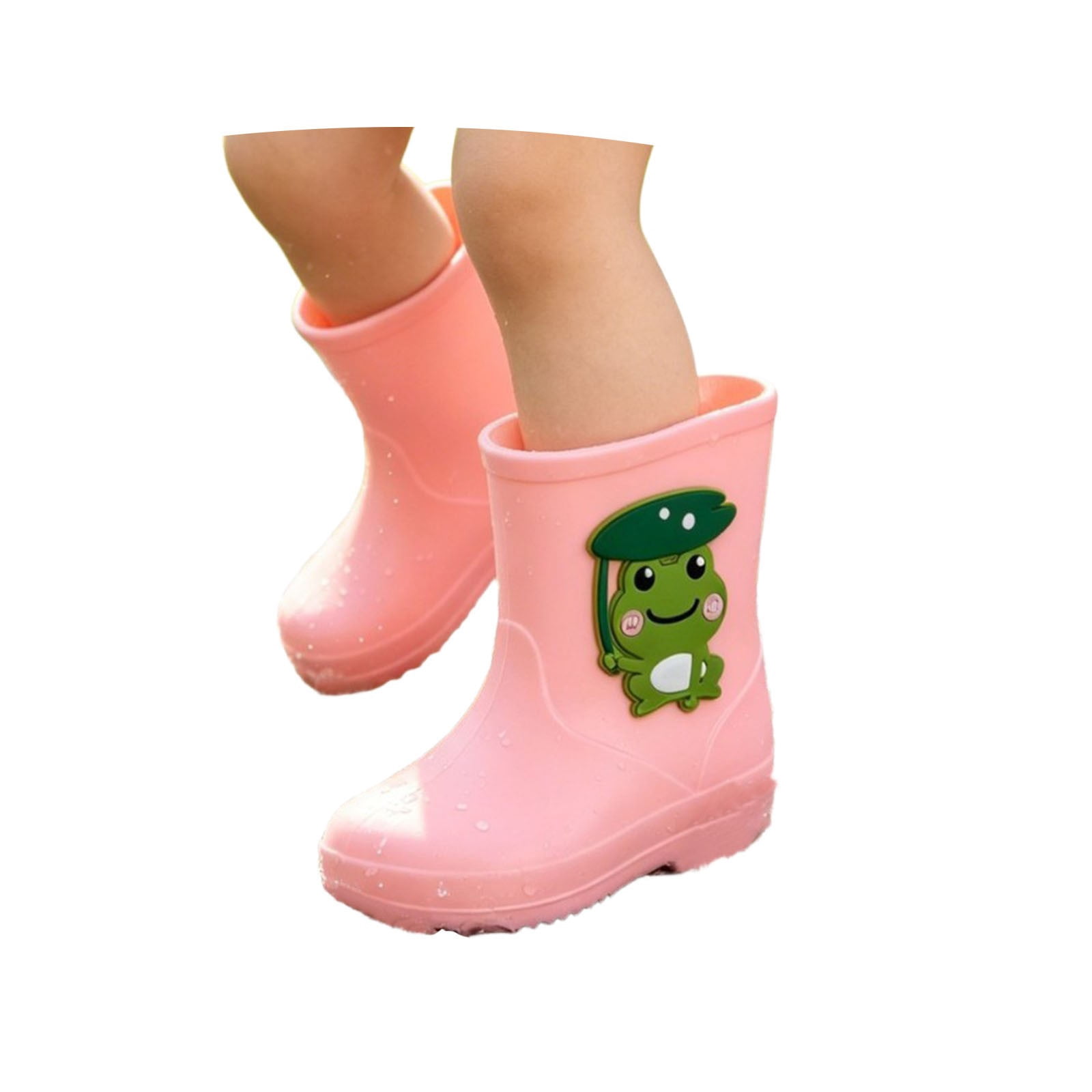 Angala Rain Boots For Girls Mid Calf Cartoon Appliques Waterproof Easy ...
