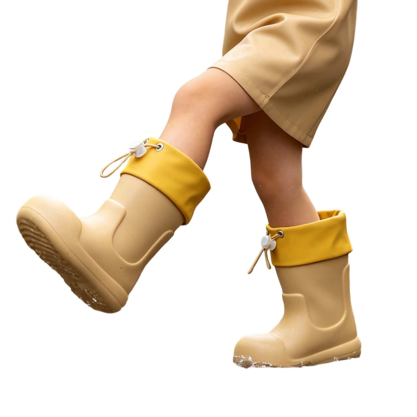 Angala Rain Boots Kids Mid Calf Solid Waterproof Lightweight Adjustable ...