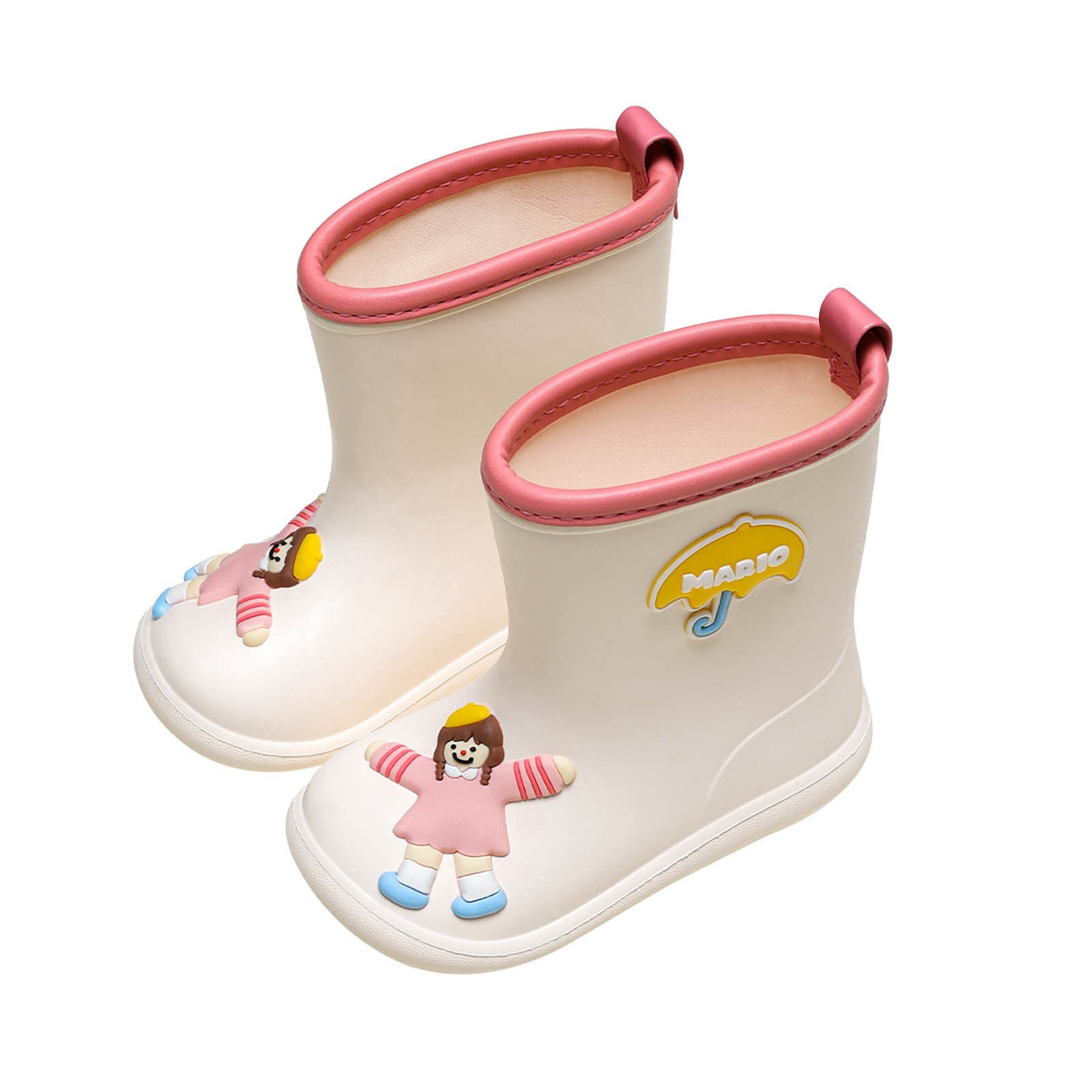 Angala Rain Boots Mid Calf Cartoon Appliques Waterproof Kawaii ...