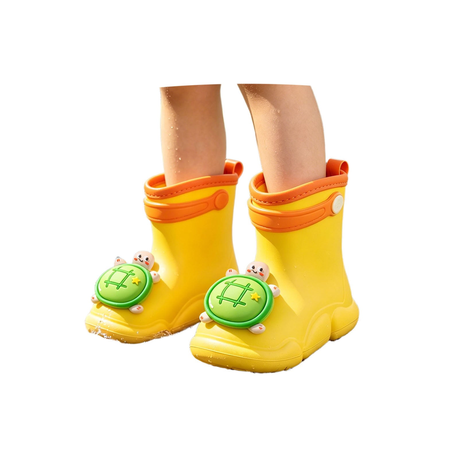 Angala Rain Boots Mid Calf Cartoon Turtle Appliques Waterproof Fashion ...