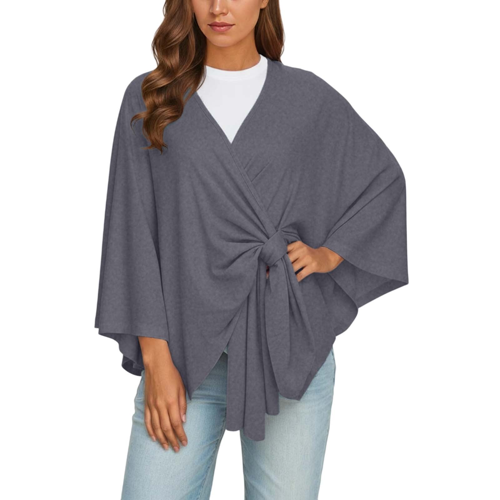Angala Soft Open Front Poncho Sweater Shawl Front Knit Lightweight ...
