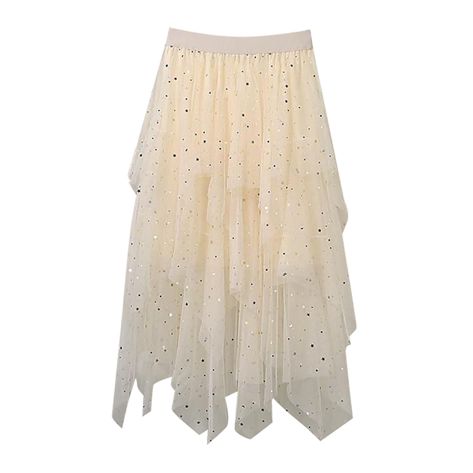 Angala Star Sequin Tulle Skirts For Women Long Sequin Skirt High Low ...