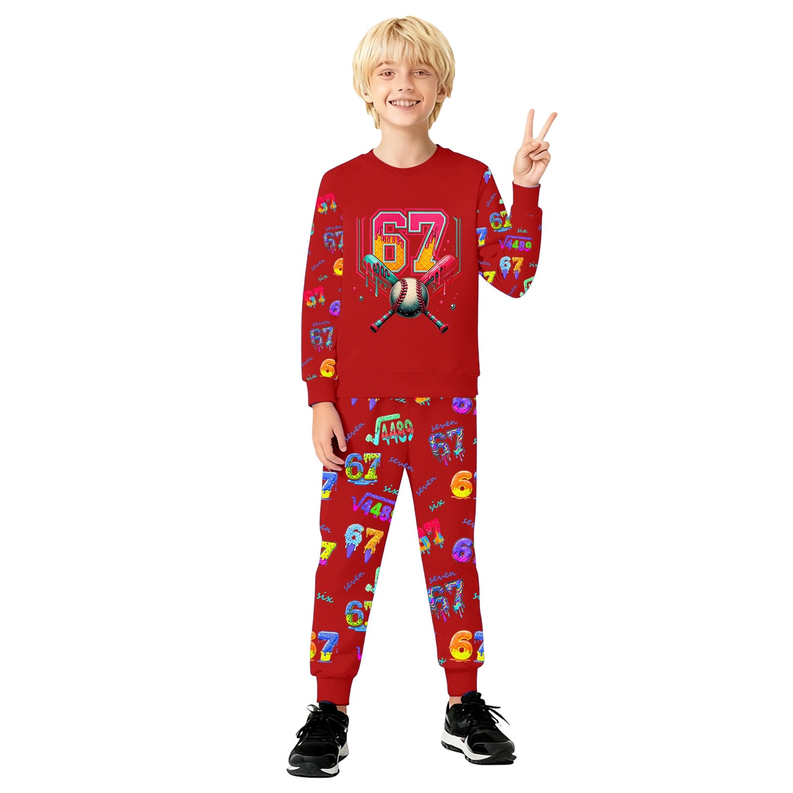 Angala Stylish Kids Matching Outfits Playful Graphic Print Two Piece ...