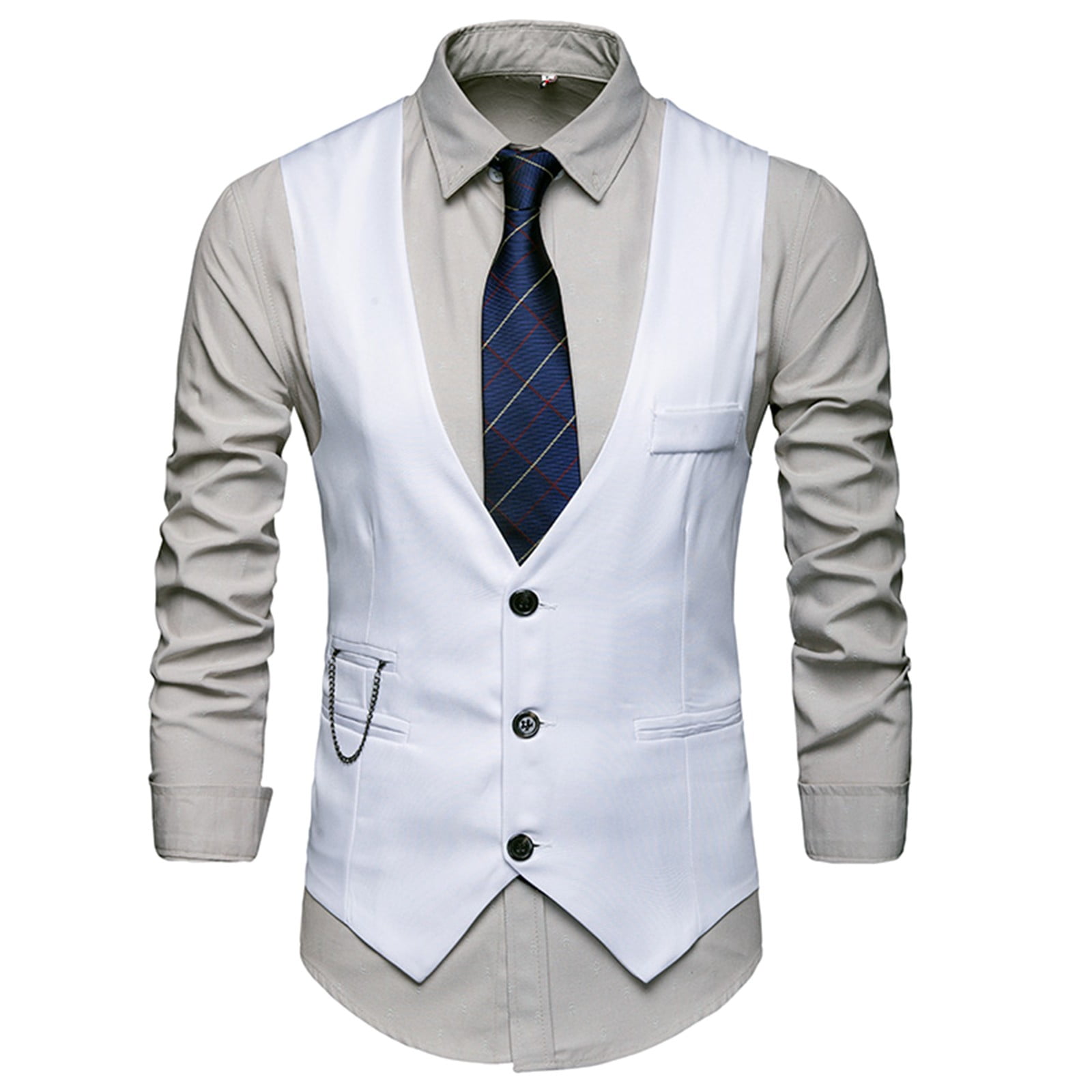 Angala Summer New Men's Solid Color Suit Vest British Slim Fit Large ...