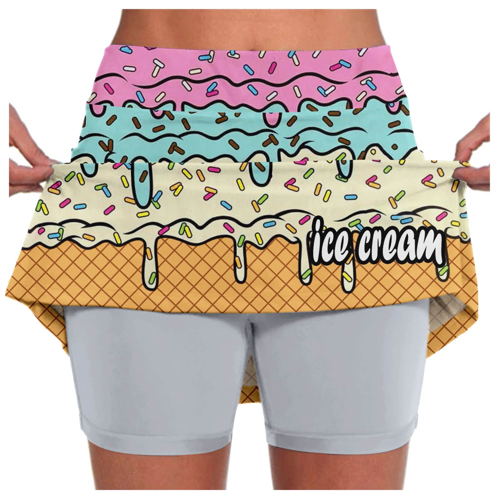 Angala Summer Women's Casual Mid Rise Skirt With Pockets Featuring Ice ...