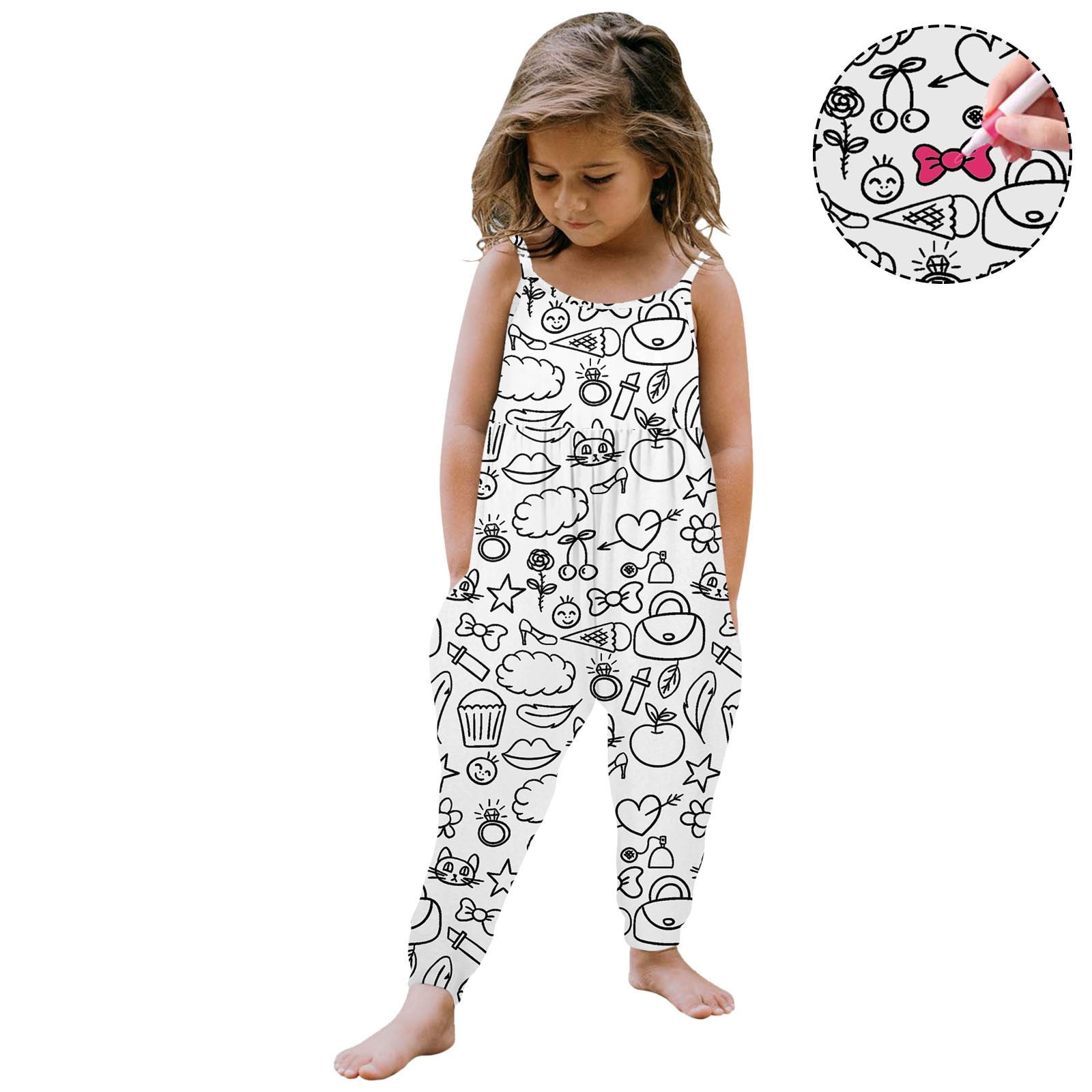 Angala Toddler Baby Girl Halloween Prints Jumpsuit Sleeveless Romper ...